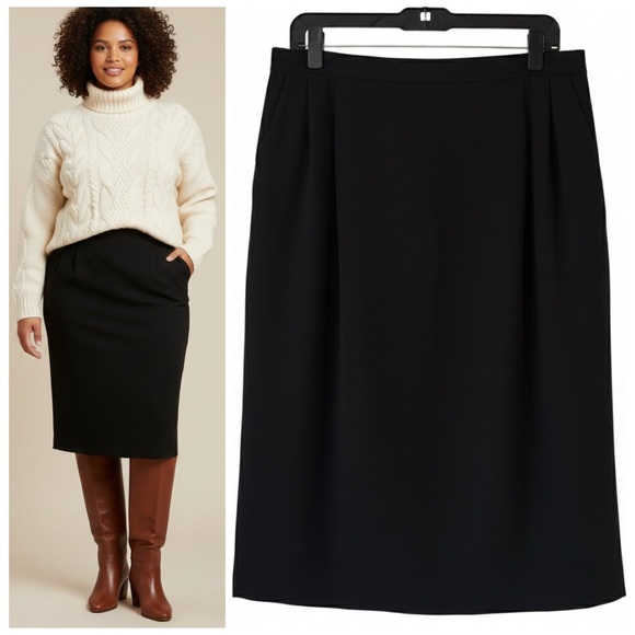 Vintage | Skirts | Vintage Hawksley And Wight Black 0 Worsted Wool ...
